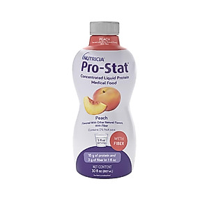 Pro-Stat Concentrated Liquid Protein Medical Food - Peach Flavor with Fiber, 30 Fl Oz Bottle