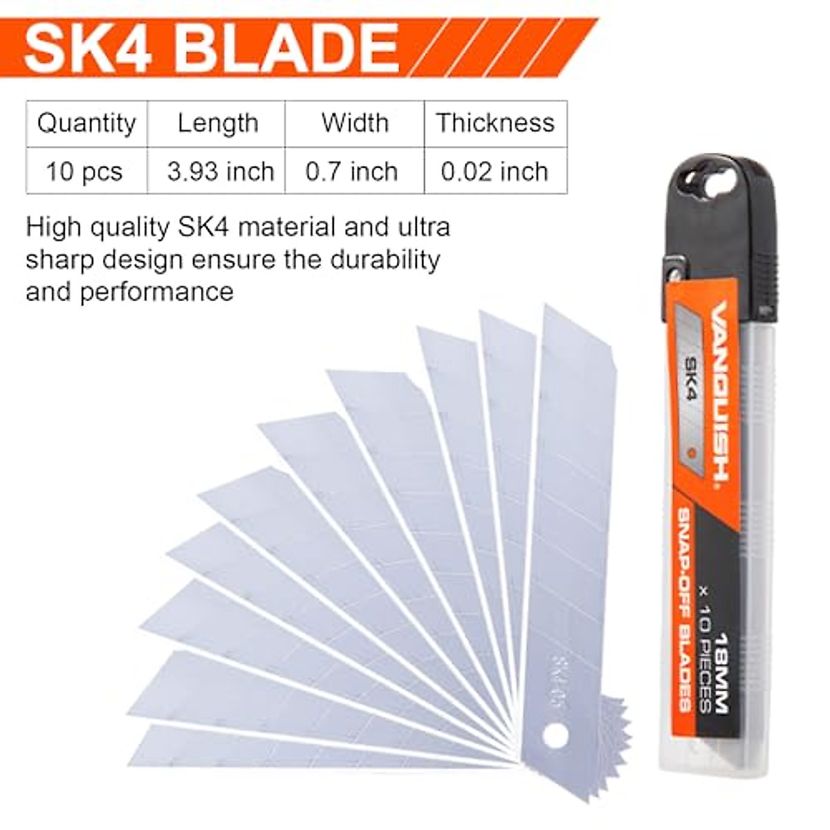 Vanquish Auto-loading Utility Knife Box Cutter with 10pcs Snap-off Blades for Cutting Ropes,Boxes and Cardboard 6026