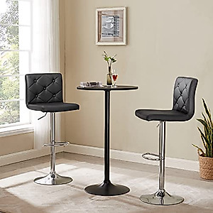 VECELO Adjustable Bar Stools with Back, Bar Height Stools for Kitchen Counter, Bar Stools Set of 2, Black