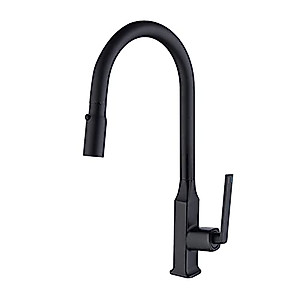 Kitchen Faucet with Pull Down Sprayer Brass Hot and Cold Water Swivel Kitchen Tap Sink Tap Black