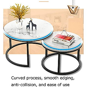 Articles for daily use 2 Piece Nested Round Coffee Table, Metal Frame MDF Desktop Living Room Coffee Table, Sofa Snack Table, Living Room and Office Decorative Furniture Coffee Table