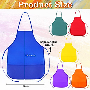 12Pcs Kids Painting Aprons,6 Color Kids Aprons for Painting,Children Painting Aprons Art Smocks with 2 Roomy pockets,Children's Artists Fabric Aprons for Kitchen,Classroom,Crafts&Art Painting Activity