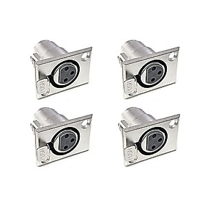 XLR 3-Pin Female Jack Socket Audio Speaker Panel Mount Connector Adapter for Microphone 4pcs