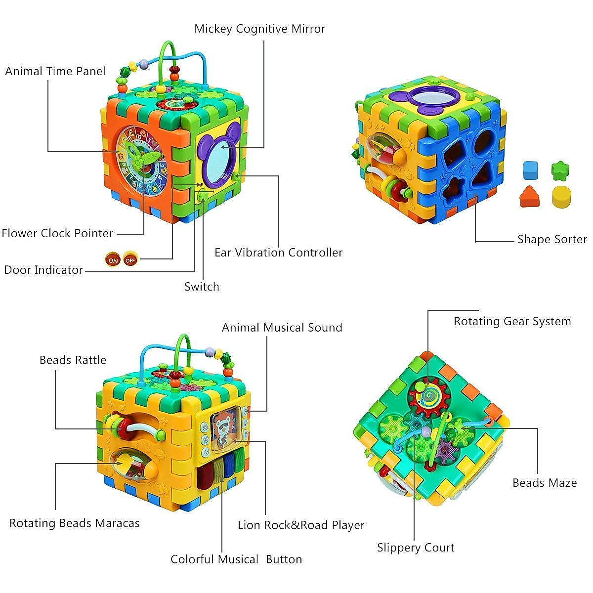 BBLIKE Baby Activity Cube for Toddlers, 6 in 1 Multipurpose Activity Play Center, Educational Toy for 1 2 3 Years Old Boys and Girls