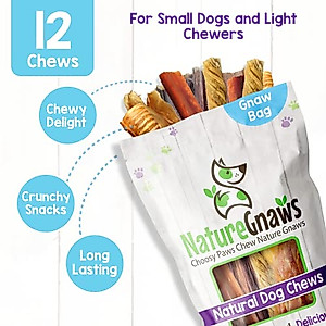 Nature Gnaws Variety Pack of Dog Chews and Bully Sticks - Long Lasting Gnaw Treats Bag for Puppies and Active Dogs - Natural and Rawhide Free Bones