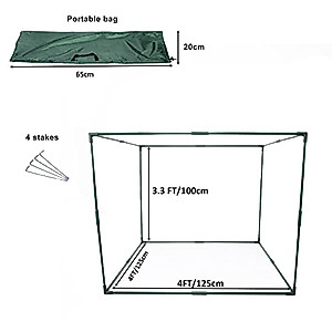 Square 4'x4' Netting Cover 3.3FT Tall Crop Cage Pest Guard Cover for Vegetables Fruits Durable Plant Garden Net with 4 Stakes