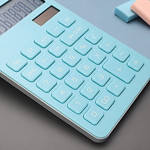 Big Screen Calculator Cute Dual Power Solar Calculator Financial Accounting Business Office 12 Digits with Stand (Color : A, Size : 17 * 10.8 * 1.4cm)