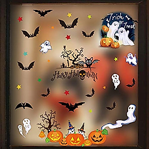 Vanleonet Halloween Window Clings Decals for Window Glass,Double-Side Spooky Removable Window Sticker for Halloween Party Decoration