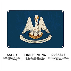 Louisiana Aluminum Metal Sign Louisiana State Flag Metal Sign Home State Country City Souvenir Wall Art Poster Vintage Patriotic Home Decor Garage Yard Signs Indoor & Outdoor Decor 12x18 inch