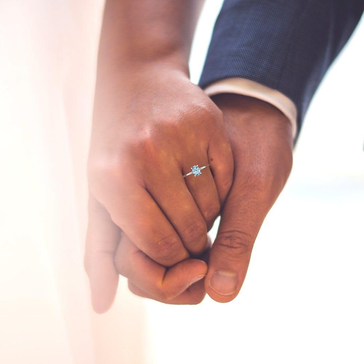 Clara Pucci 1.0 ct Oval Cut Solitaire Natural Aquamarine Engagement Wedding Bridal Promise Anniversary Ring 18K White Gold Size 3.5