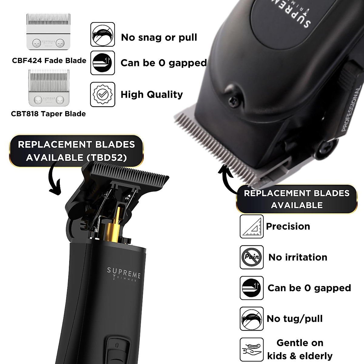 Supreme Trimmer 2-in-1 Pro Clipper & DLC T-Shaper Combo | Professional Beard Trimmer ST5206 & Hair Clipper STC5030 Barber Kit | Black