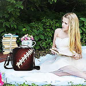 American Football Insulated Lunch Bag for School Office Work,Sport Football Reusable Lunch Tote Bag with Adjustable Shoulder Strap, Leakproof Lunch Box Cooler Bag for Women/Men