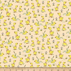 Comfy Flannel Playful Ducks Yellow, Fabric by the Yard