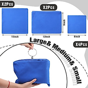 Fumete 8 Pcs Silver Storage Bags Anti Tarnish Zippered Jewelry Keeper 6x6 9x12 15x15 in Silver Pouches for Silverware Silver Jewelry (Black)