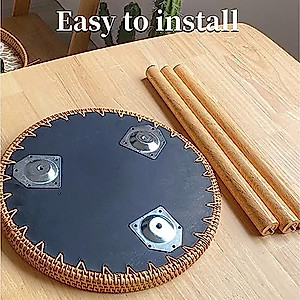 TOHOCH Small Rattan Side Table/Round Coffee Table for Small Spaces, Boho Nightstand for Bedroom or Living Room, Outdoor End Tables for Patio, Mini Modern Coffee Table with Shell Design Tray