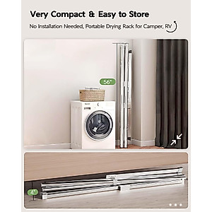 Vikaqi Clothes Drying Rack 63 Inches Folding Indoor Outdoor, Drying Rack Clothing Collapsible, Foldable Portable Laundry Drying Rack, Heavy Duty Laundry Hanger Dryer Rack, with 20 Hooks 12 Clips