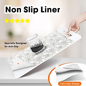 Gopas Drawer and Shelf Liner for Kitchen Cabinets Non-Adhesive, Non-Slip Cabinet Liner Shelf Paper Strong Grip Waterproof Easy to Clean for Kitchen Shelves Cupboard, Flower,12IN X 10FT