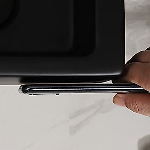 Black Bathroom Rectangle Wall Hung Porcelain Ceramic Small Sink Wash Art Basin with Overflow&Faucet for Cloakroom Lavatory Toilet (Left Hand)