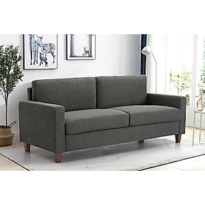US Pride Furniture Mid Century Modern Couch with Reversible Back Pillows, 3 Seater Sofa for Small Spaces, Living Rooms, Apartments, and Condos, 77" Wide, Grey