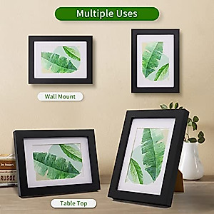 YUEYEE 5x7 Picture Frame 2 Packs - Black Solid Wood Picture Frames,Display Photo 3x5 inch with Mat, 5x7 inch without Mat,Photo Frames for Wall or Tabletop