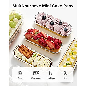 Kootek Mini Loaf Pans with Lids, 50 Pack Disposable Rectangle Mini Aluminum Foil Cake Pans Tins for Baking Mini Loaf Brownie Bread Cake Ramekins
