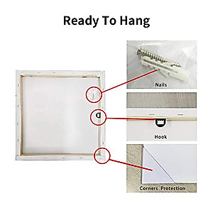 Giraffe Canvas Wall Art Painting: Animal Mama and Baby Kiss Artwork Prints for Decor (12”x12”)