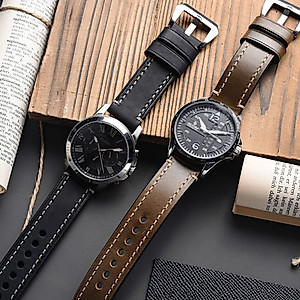 EACHE Leather Watch Bands Handmade Genuine Leather Watch Straps Vintage Design Classical Thick Watch Bands 20mm