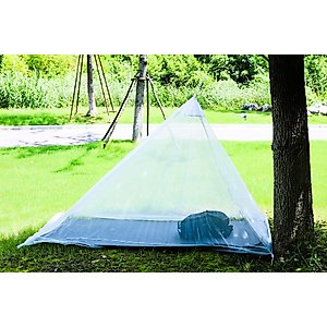 No-See-Um Camping Mosquito Net Bed Compact and Ultra-Light for Travel，Finest Holes Mesh 2000 Noseeum Netting for Camping and Hiking, Without Sleeping Mat (Single Light Grey Color，M)