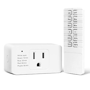 GMY Plug in Dimmer Switch for Lamp with Timer, Remote Control Indoor Dimmer for String Lights, Outlet Used for Dimmbale Patio Lights, 100ft RF Range, FCC Certified, Input AC100-240V
