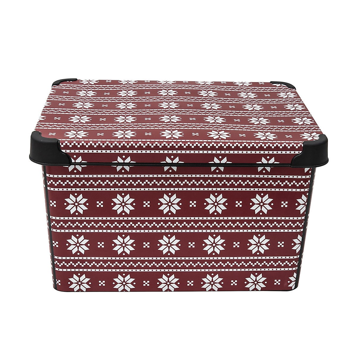 Simplify Holiday Sweater Design Storage Bin | Christmas Tote | Holiday Décor Decorations Organizer | Lidded | Stackable | Red