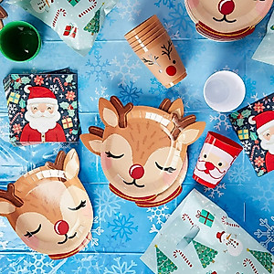 24 Pack Plastic Christmas Cups for Kids, 16oz Reusable Tumblers for Holiday Party Supplies (4 Designs)