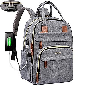LOVEVOOK Laptop Backpack for Women & Men Unisex Travel Anti-Theft Bag Business Computer Backpacks Purse College School Student Bookbag, Casual Hiking Daypack with Lock, 15.6 Inch, Grey