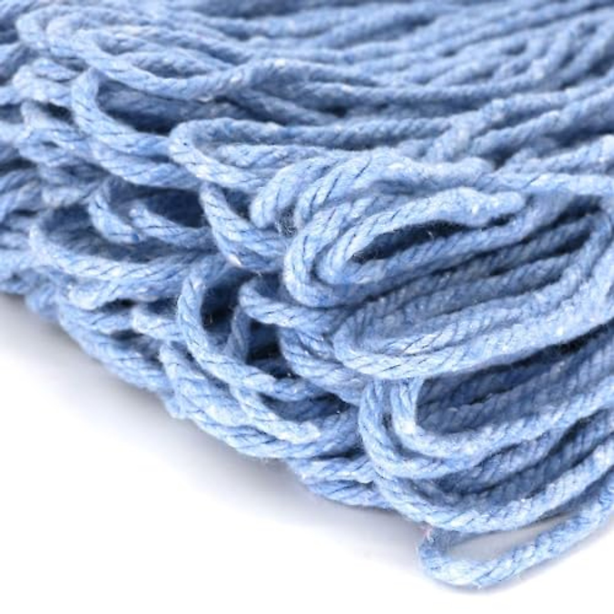 24 oz Loop-End Cotton Mop Head, Heavy Duty Mop Refills, 6 Inch Headband, Mop Head Replacement for Home, Industrial and Commercial Use (Blue)