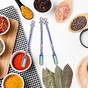 Molain 4 Pcs Mini Spoons, Metal Small Shovel Spice Spoon Mini Spoons for Powder Medicine Spoons Scoop Spoons Home Supplies Pendants Necklace (Colorful)