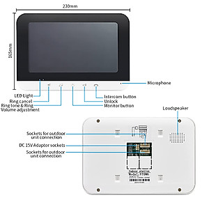 Video Intercom System, 7 Inch doorbell with Camera and Monitor, Video doorbell with IR-Cut Rainproof Outdoor Camera Visual Two-Way Intercom Audio Remote Unlock(1 Camera & 2 Monitors)