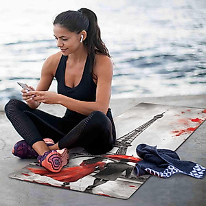 GOODOLD Romantic Eiffel Tower Yoga Mat, 71 x 26 Inch Non-slip Yoga Mats Folding Travel Exercise Mat Indoor Outdoor Gym Pilates with Storage Bag for Women Men