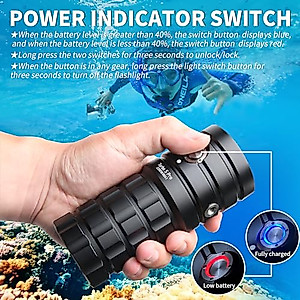LetonPower Turbo S Pro Dive Light, 13000Lumens 100m Underwater Video Light,Diving Flashlight,Waterproof Flashlight with Type-C Charging for Professional Under Water Sports
