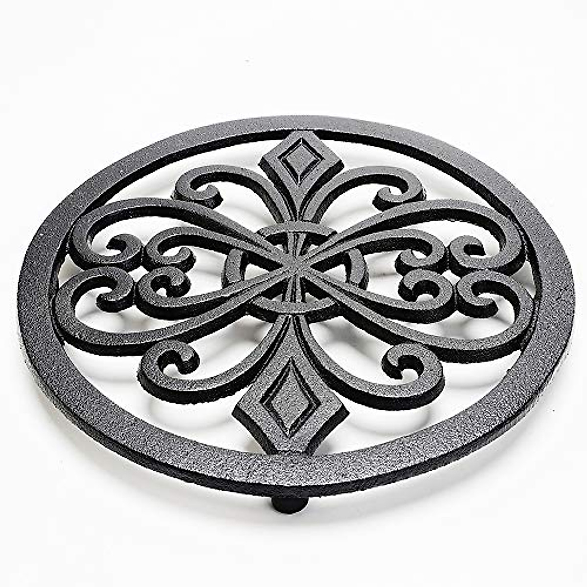 Sungmor Heavy Duty Cast Iron Round Metal Trivet,Rustproof Black Racks Stands Holders for Hot Pans or Teapot,Kitchen or Dinning Table Decorations