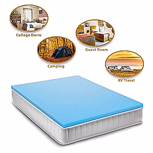 Memory Foam 2 Inch Foam Mattress Topper Full Size, Pad Gel Infused Bed Topper Double