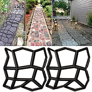 Walk Path Maker, Pathmate Stone Mold Paving Pavement Concrete Molds Stepping Stone Paver Walk Way Cement Molds for Patio, Lawn & Garden (2 Packs 13 x 13 x 1.4 inch)