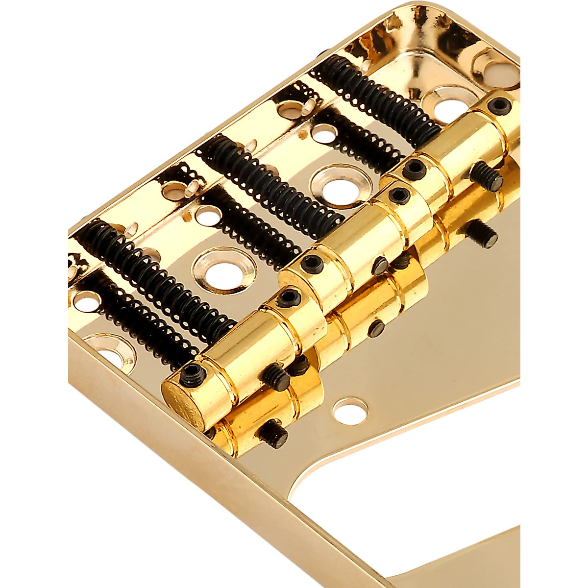 Bogart Guitar Bridge Tailpiece 3 Pcs Zinc Saddles Bridge for Vintage Tele Telecaster Style Electric Guitar Parts Top or Bottom Load Ashtray Style Gold.