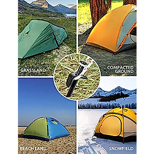 Linwnil Tent Stakes Camping Hammer Accessories Set, 12Pcs Heavy Duty 12in Tent Stakes, 1Pce Camping Hammer (Gray) Forged Steel Unbent Tent Pegs-Ideal Camping Stakes for Rocky/Hard Places