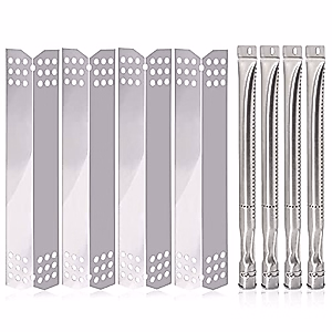 Yiming Grill Replacement Parts for Grillmaster 720-0697, Nexgrill 720-0697 and Sunbeam 720-0697 Gas Grill Models, Stainless Steel Heat Plate Tent Shields, Grill Burner Tubes Set, 4-Pack