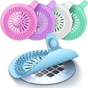 TOLKIUM Vibrant Drain Hair Catcher 5-Pack - Durable Silicone Like Shower Drain Cover Hair Catcher for Bath, Sink, Shower, and Bathtub - Home Essentials Drain Cover to Help Prevent Clogging
