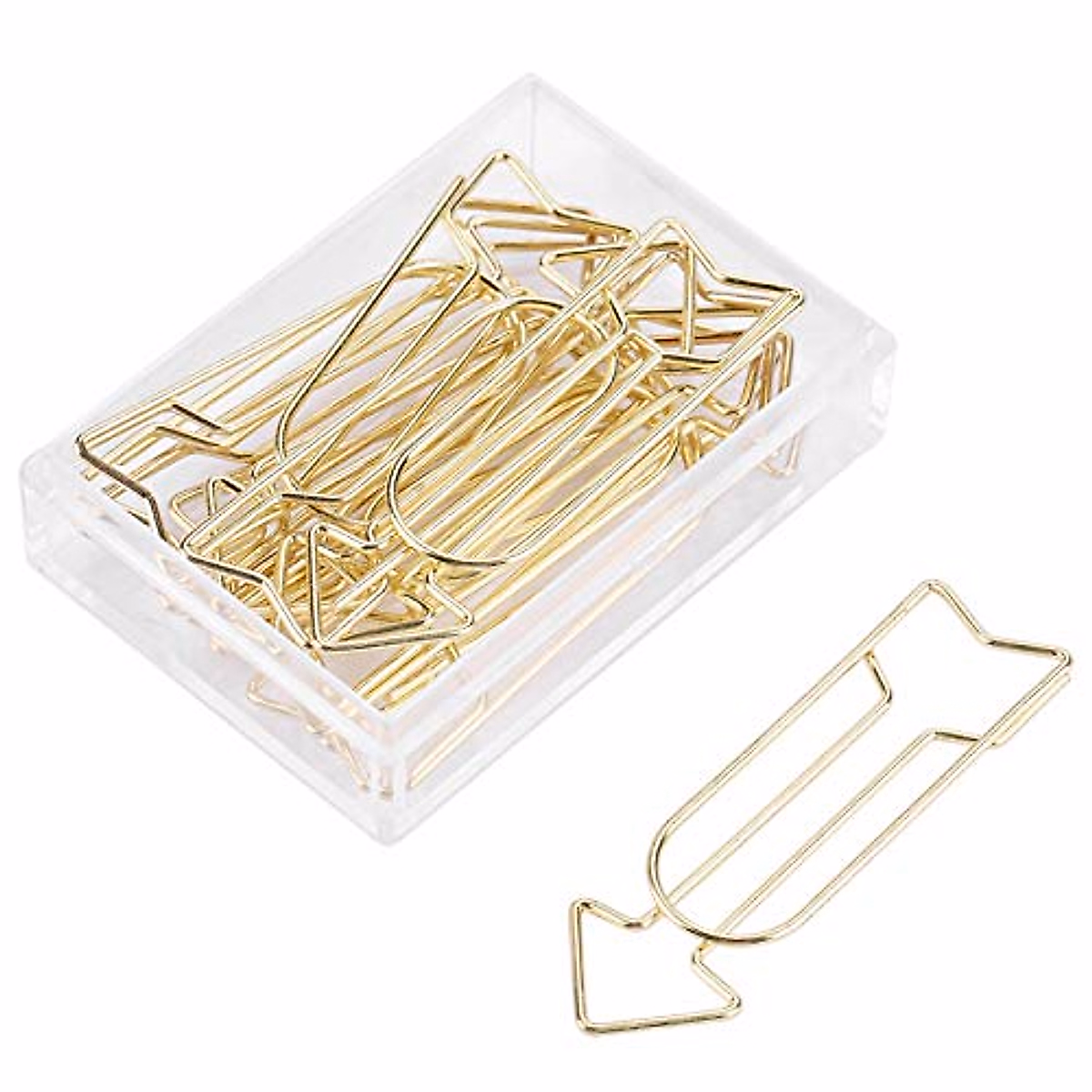 12pcs Gold Paper Clips, Electroplating Metal Arrow Shaped Paper Clip Funny Stationery Bookmark Marking Clip