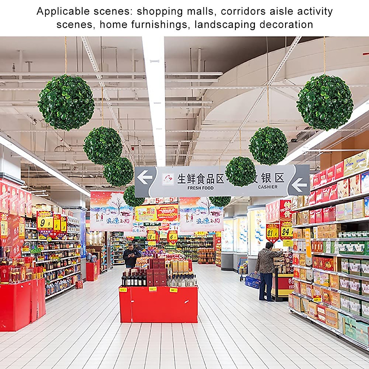 Artificial Plant Topiary Ball Faux Boxwood Decorative Balls Indoor Outdoor Greenery Hanging Plant Ball for Backyard, Balcony, Garden, Wedding Party Home Decor 36CM