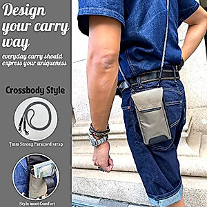 MO6N CrossBody cell phone purse with 7mm paracord lanyard - Compartments Fits up mobile, cards, and cash - Water resistance nylon with magnetic closure