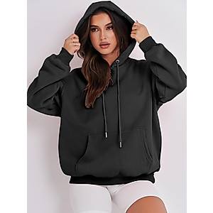 ANRABESS Women's Oversized Fleece Hoodies Basic Pullover Sweatshirt Fall Fashion 2024 Outfits Trendy Y2k Teens Preppy Clothes Black-M
