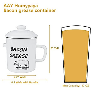 Bacon Grease Container with Strainer Rustic Farmhouse Ceramic Bacon Fat Container Bacon Grease Keeper with Food-Grade Silicone Spatula for Mom