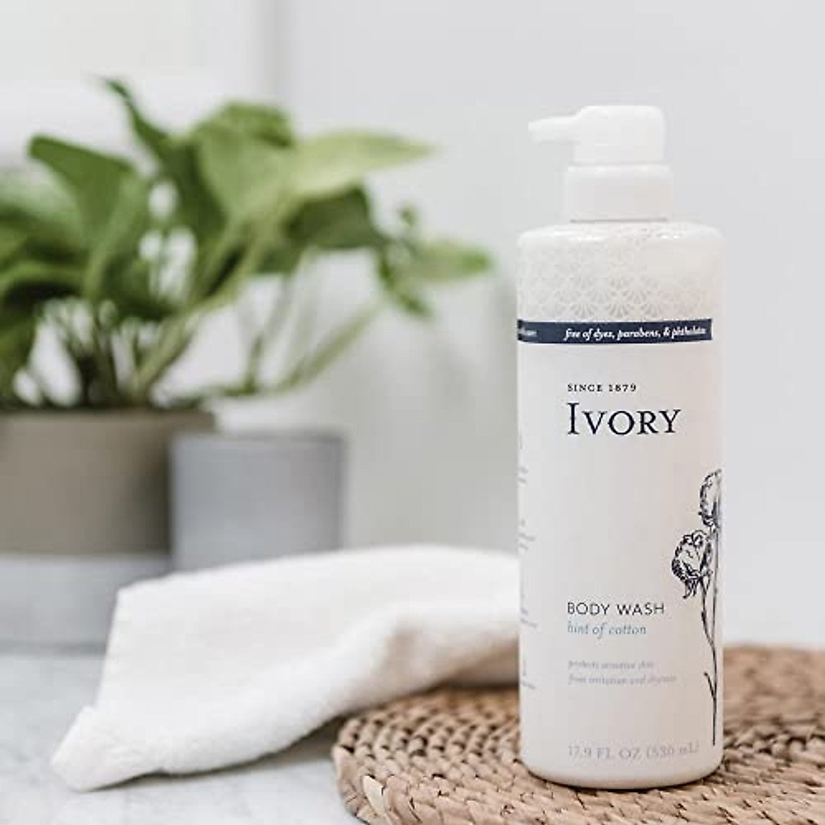 Ivory Moisturizing Body Wash Hint of Cotton, 17.9 Fl oz